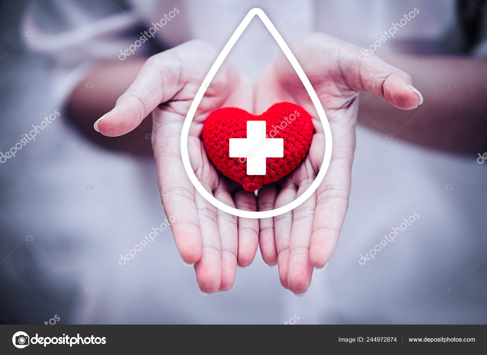 Hand Giving Red Heart Help Blood Donation Hospital Healthcare Concept ...