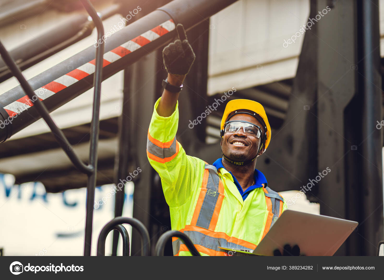 Black African American Worker Staff Foreman Proud Happy Smile Working ...