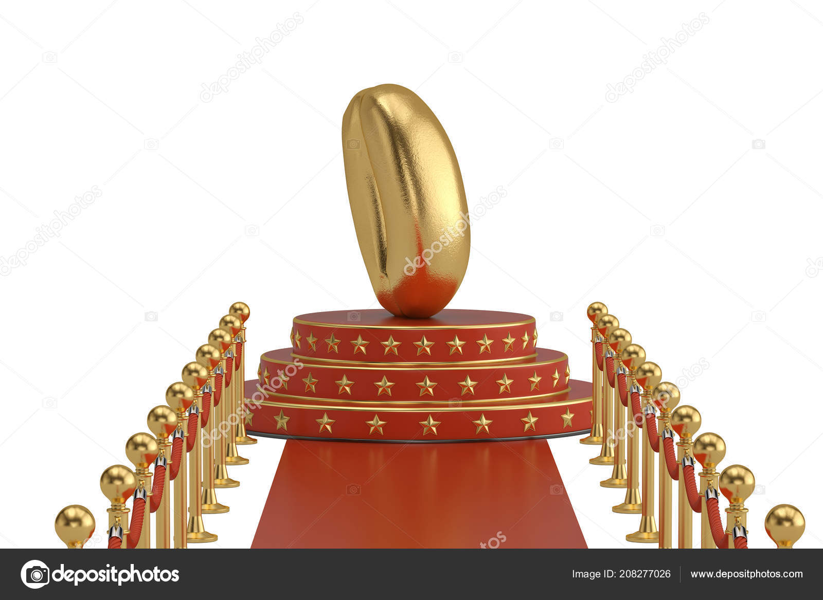 Golden Coffee Bean Podium Isolated White Background Illustration ...