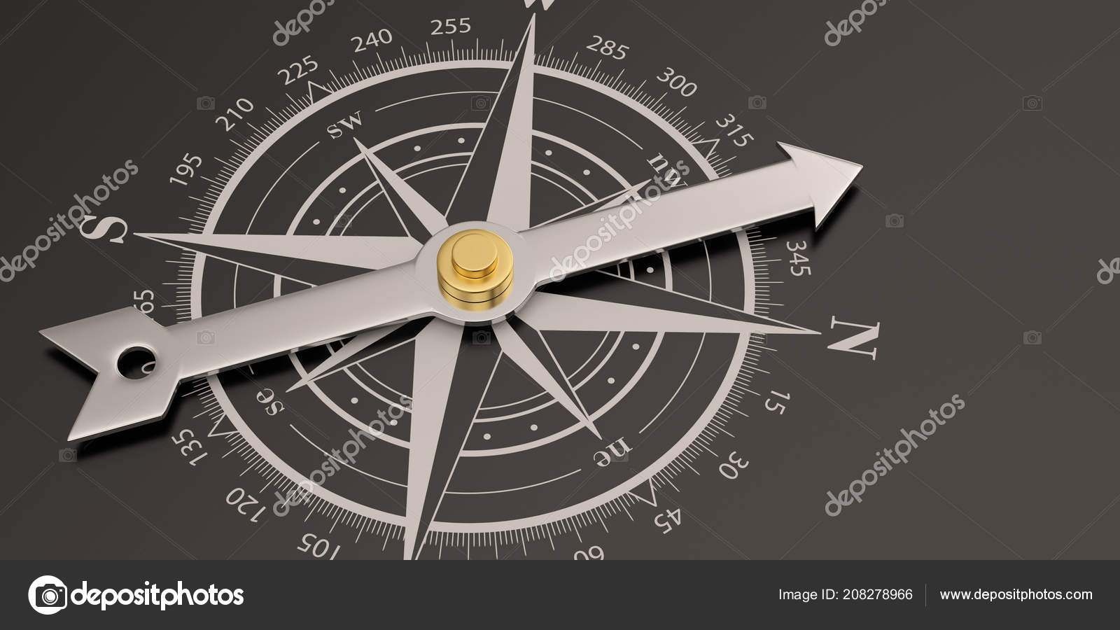 Compass Steel Needle Black Background Illustration Stock Photo by ...