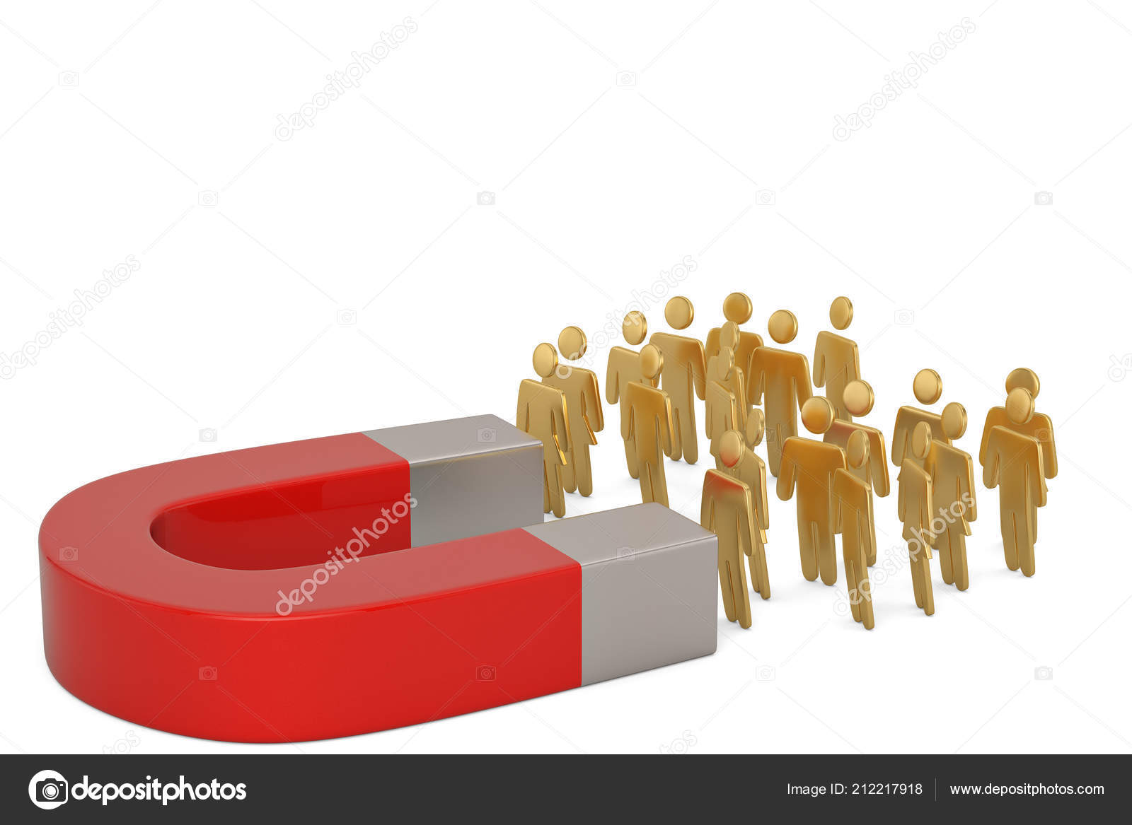 Big Magnet Pulling Metal Figures Isolated White Background Illustration ...
