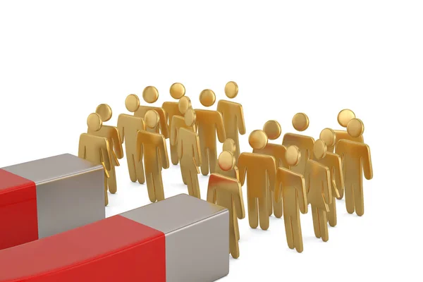 Big Magnet Pulling Metal Figures Isolated White Background Illustration ...