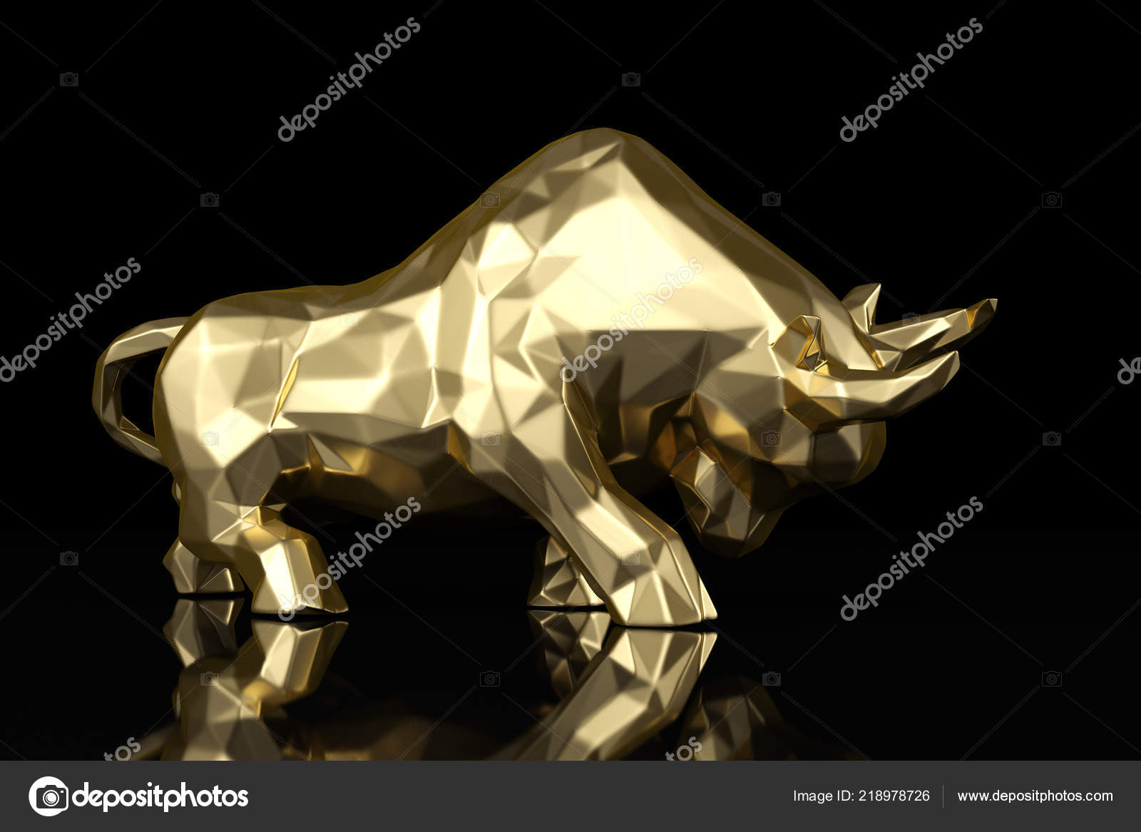 Golden Bull Black Background Illustration Stock Photo by ©holmessu ...