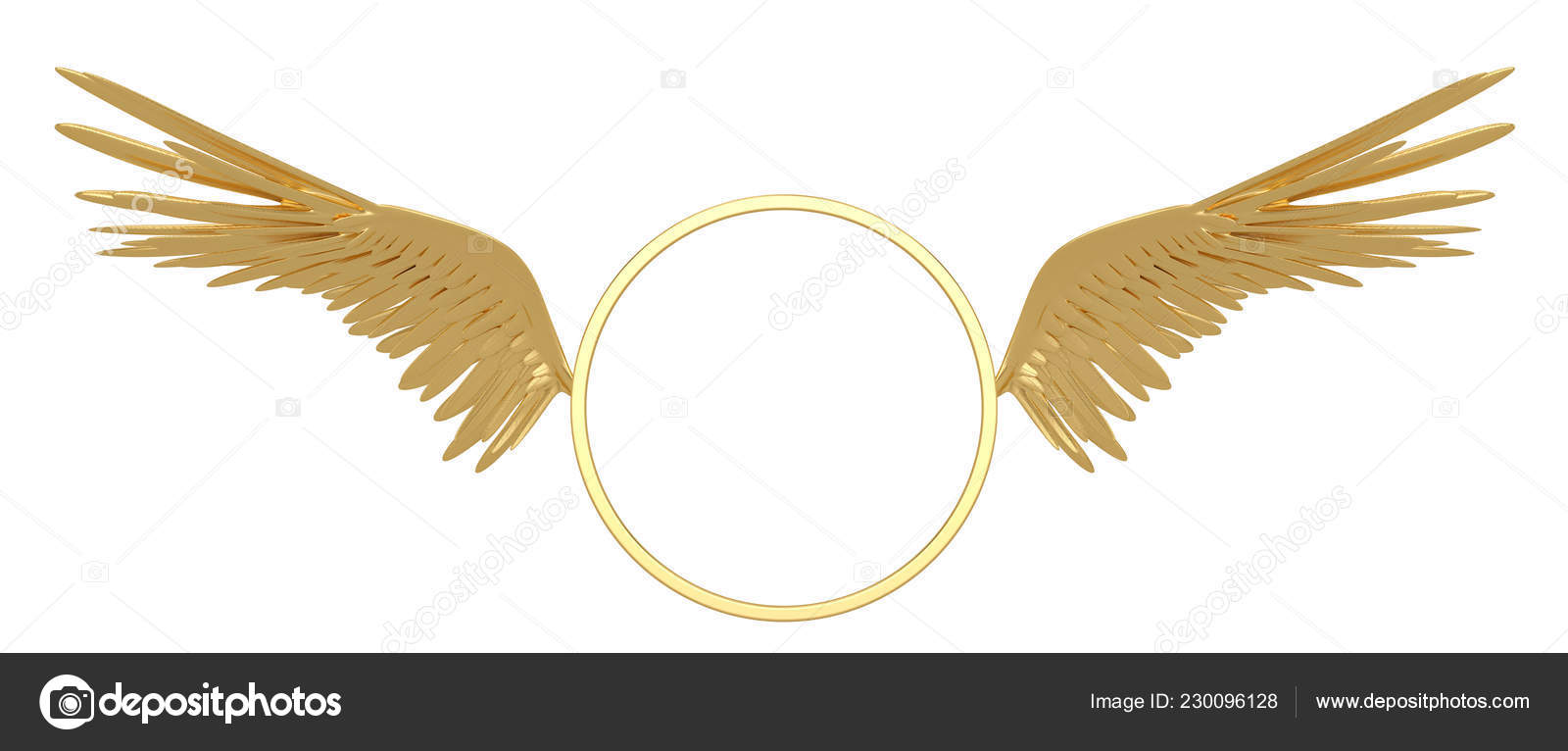 Gold Circle Wings Isolated White Background Illustration Stock Photo by ...