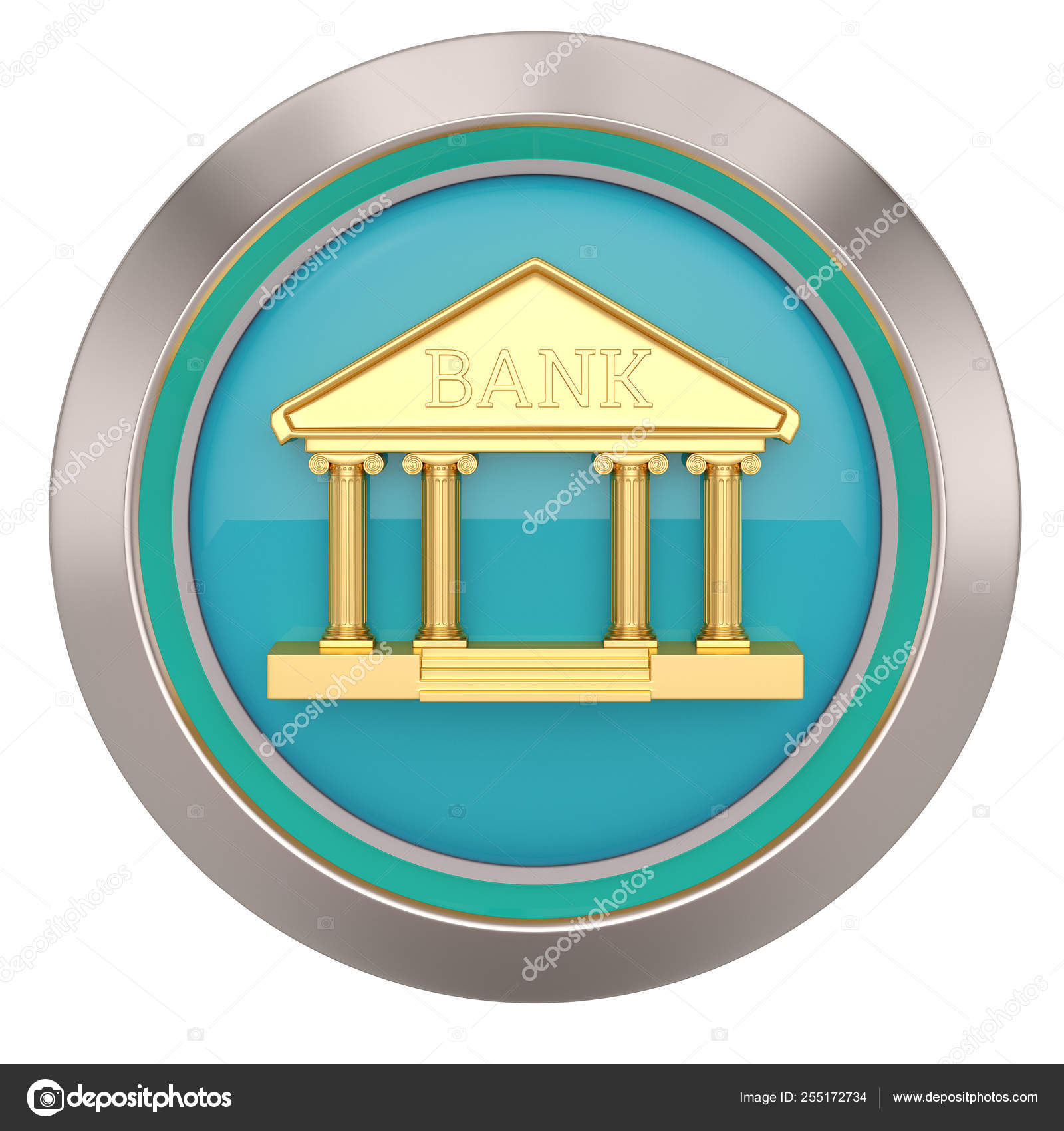 Gold bank icon isolated on white background 3D illustration. Stock ...