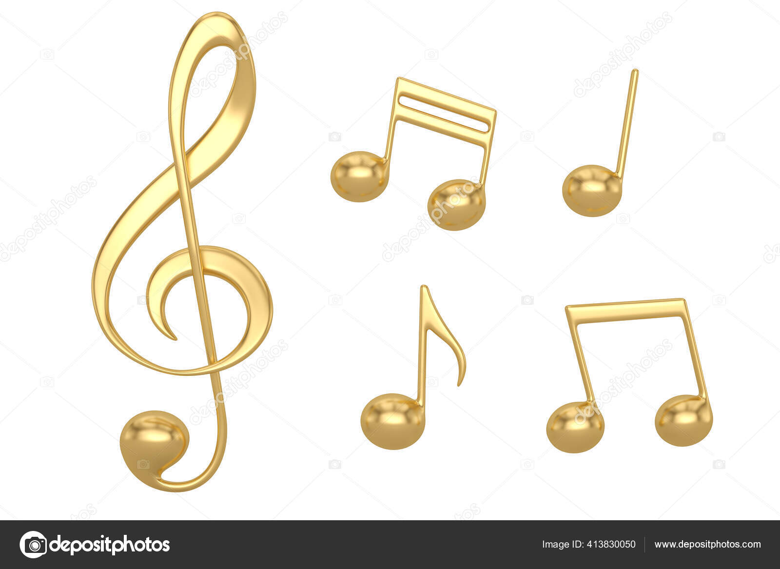 Gold Musical Note Isolated White Background Render Illustration — Stock ...