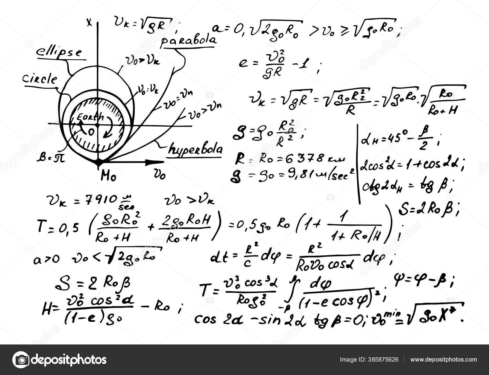 Law Centrifugal Force Earth Physical Equations Whiteboard Vector Hand ...
