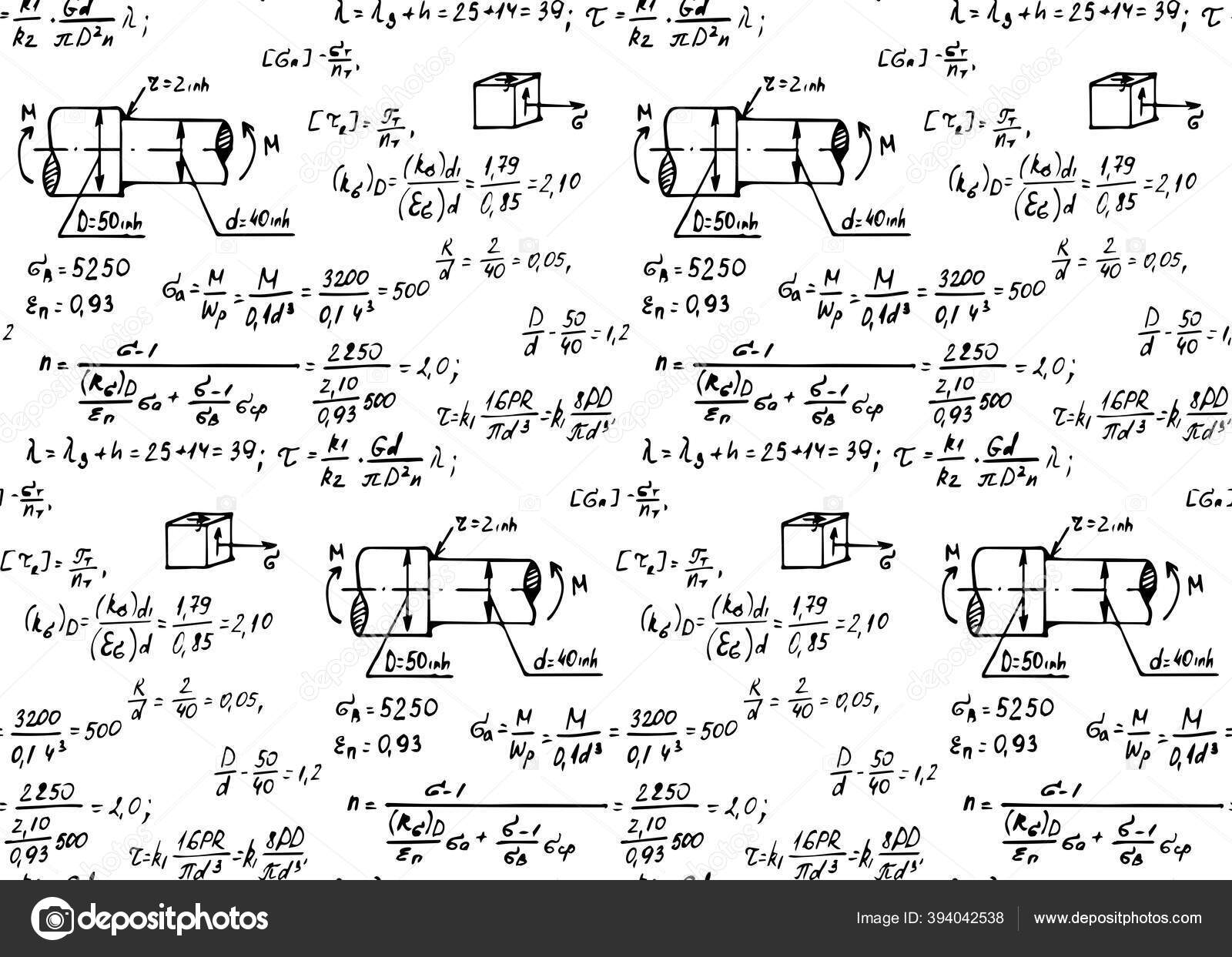 Physics Seamless Pattern Equations Figures Outlines Formulas Other ...