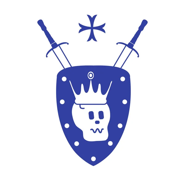 Skull Crown Shield Two Crossed Swords Cross Design Element Postcard Stock Vector Image By
