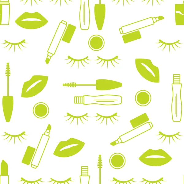 Vector seamless pattern with mascaras and eyelashes on beige background ...