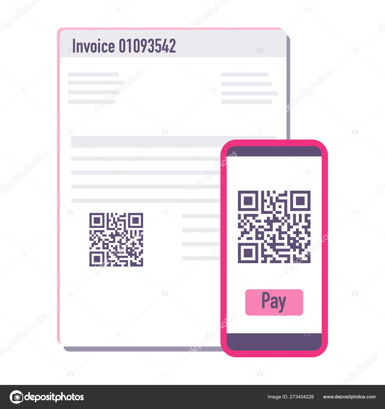Phone scan qr code for payment invoice. Vector Stock Vector by ...