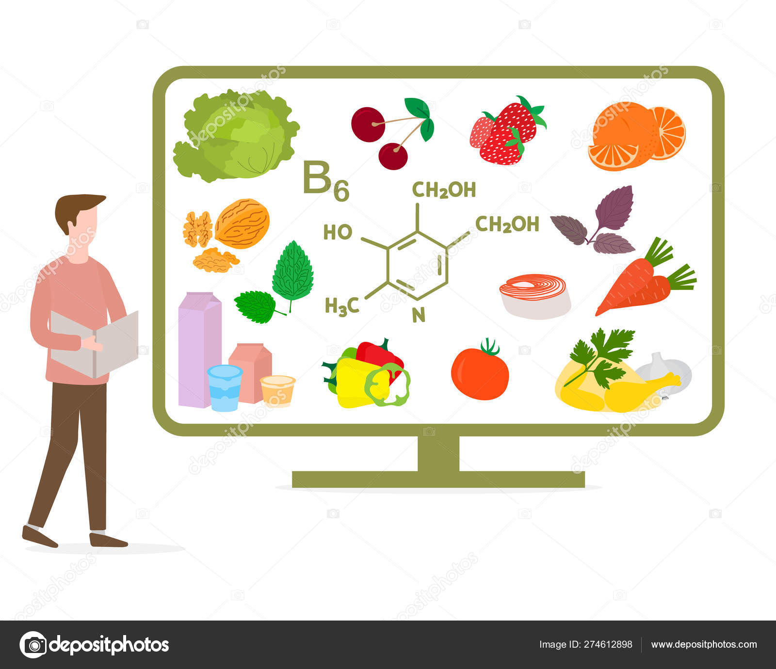 Man Healthy lifestyle, proper nutrition Vitamin Stock Vector by ...