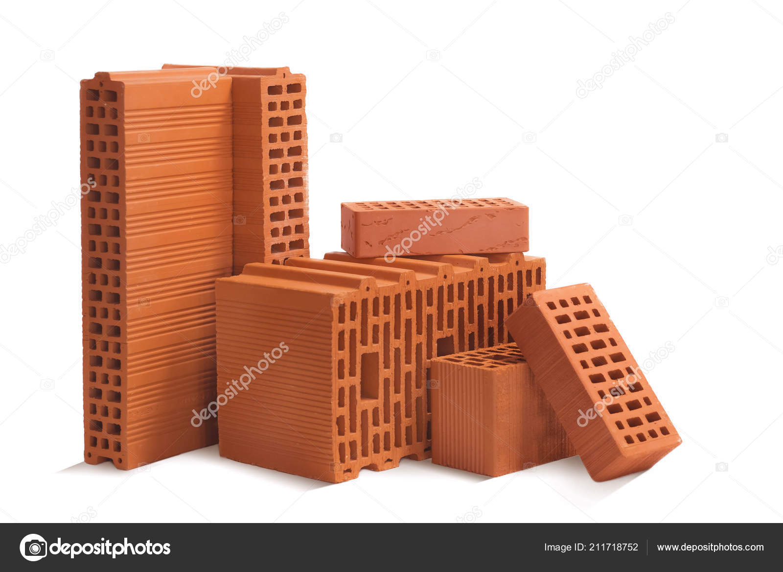 Composition Red Bricks Ceramic Blocks White Background Ceramic Blocks ...