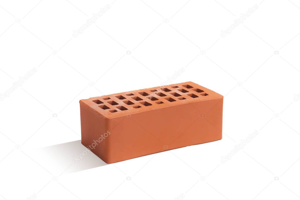 ladrillo rojo (bloque de ladrillo) sobre un fondo blanco. Bloque ...