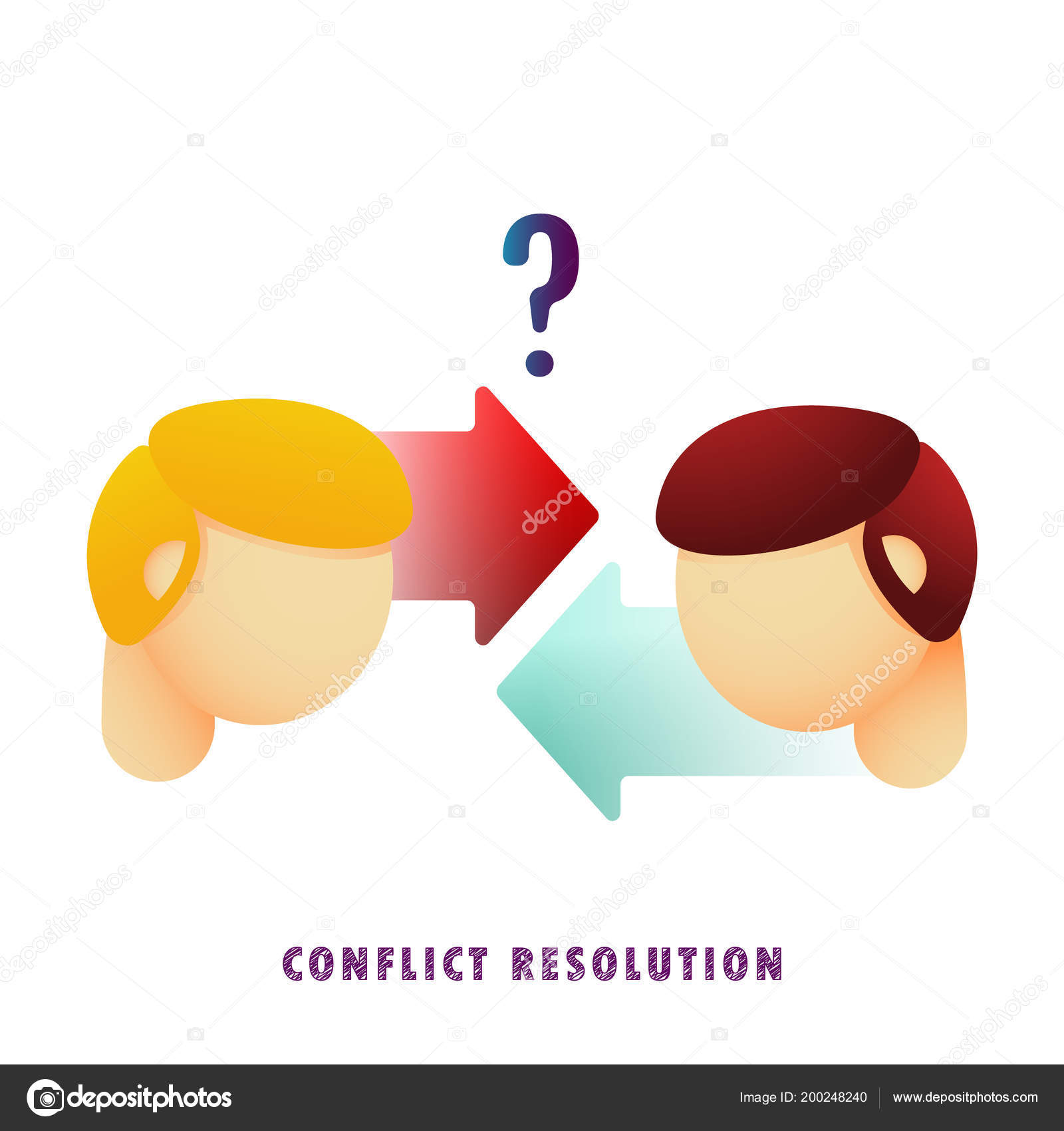 Resolución de conflictos. Ilustración vectorial. Plano. Gradiente ...