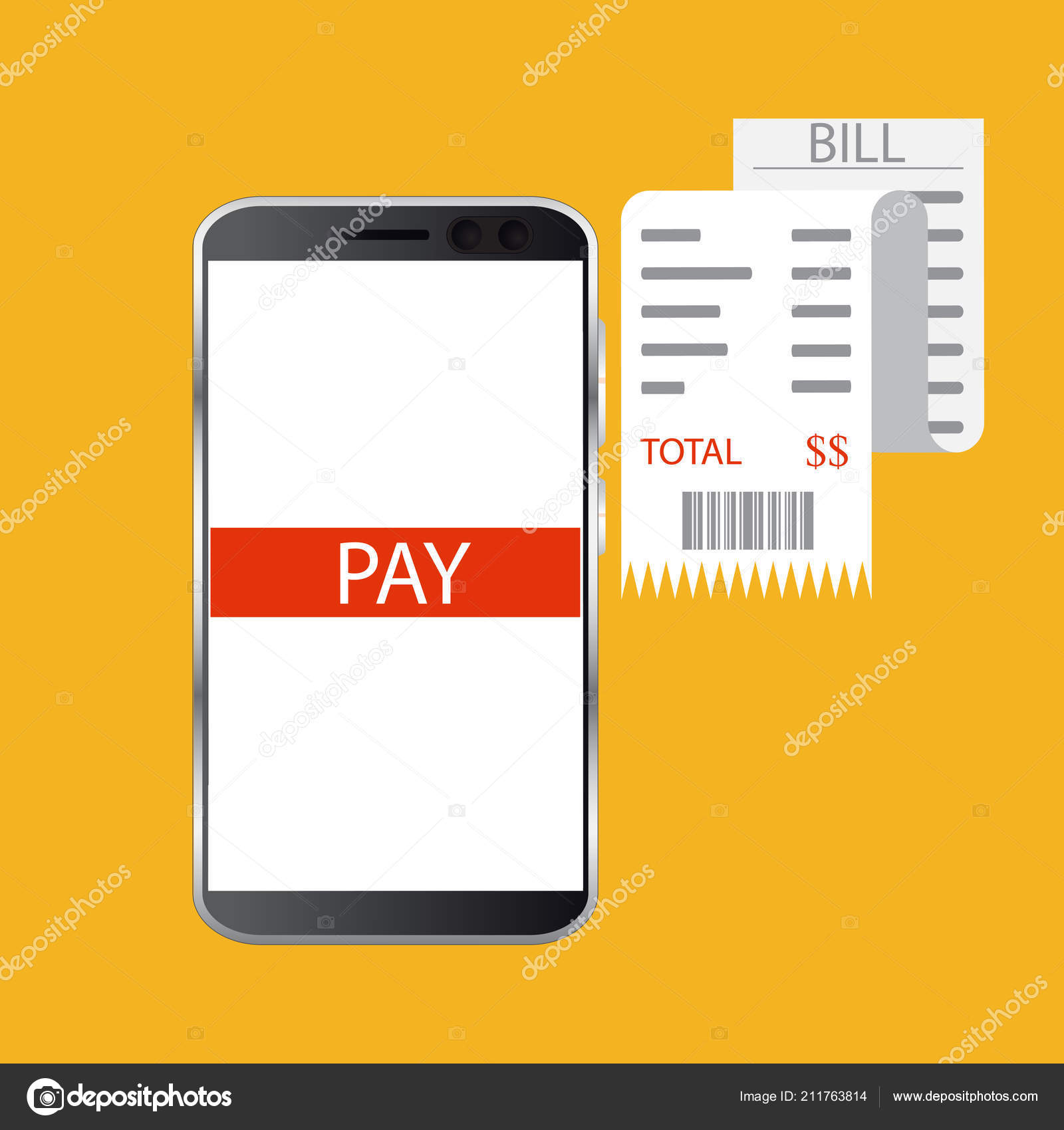 Mobile Payment Concept Hand Holding Phone Smartphone Wireless Money Transfer — Free Stock Vector ...