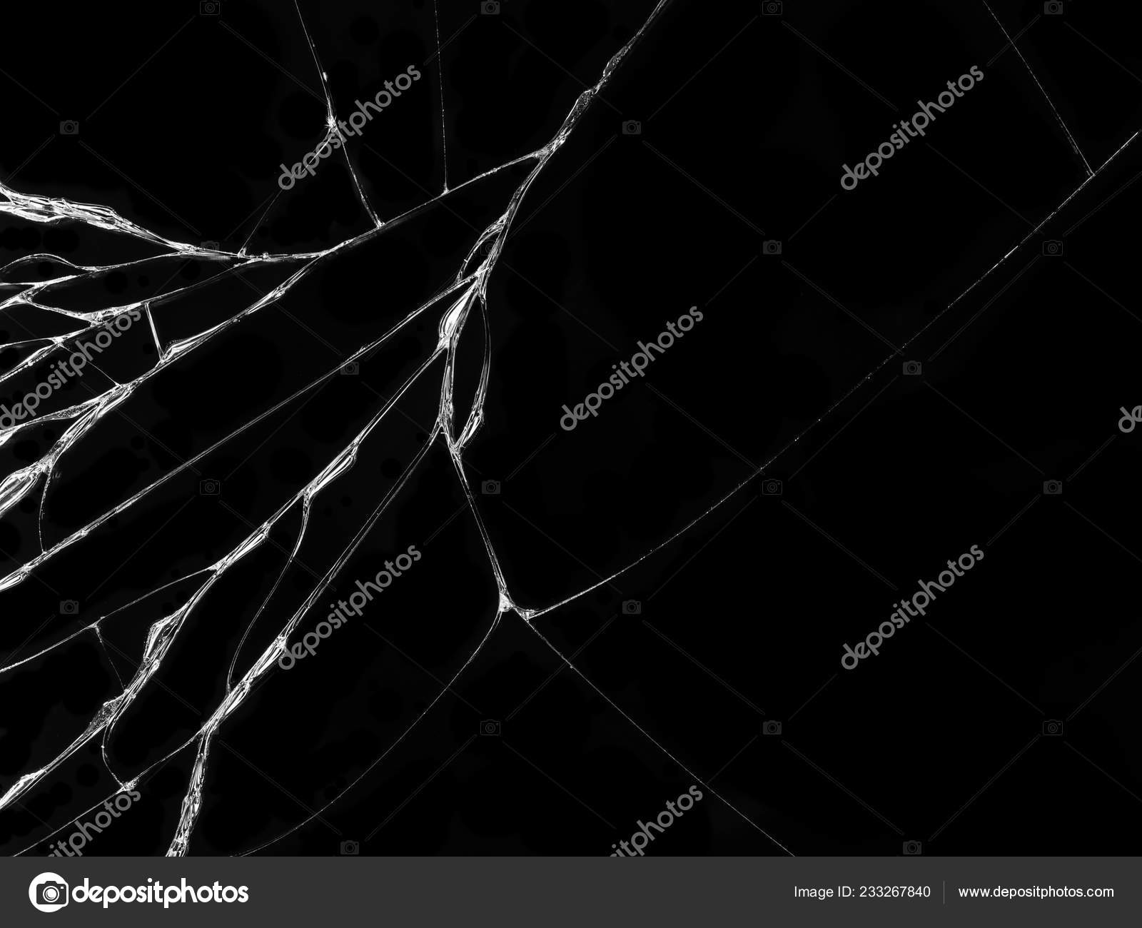Cracked Glass Texture Black Background Isolated Realistic Cracked Glass Effect Stock Photo by ...