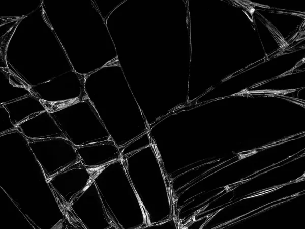 Cracked Glass Texture Black Background Isolated Realistic Cracked Glass Effect — Stock Photo ...
