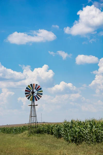 Close View Old Water Pumping Windmill Dry Land — Stock Photo ...