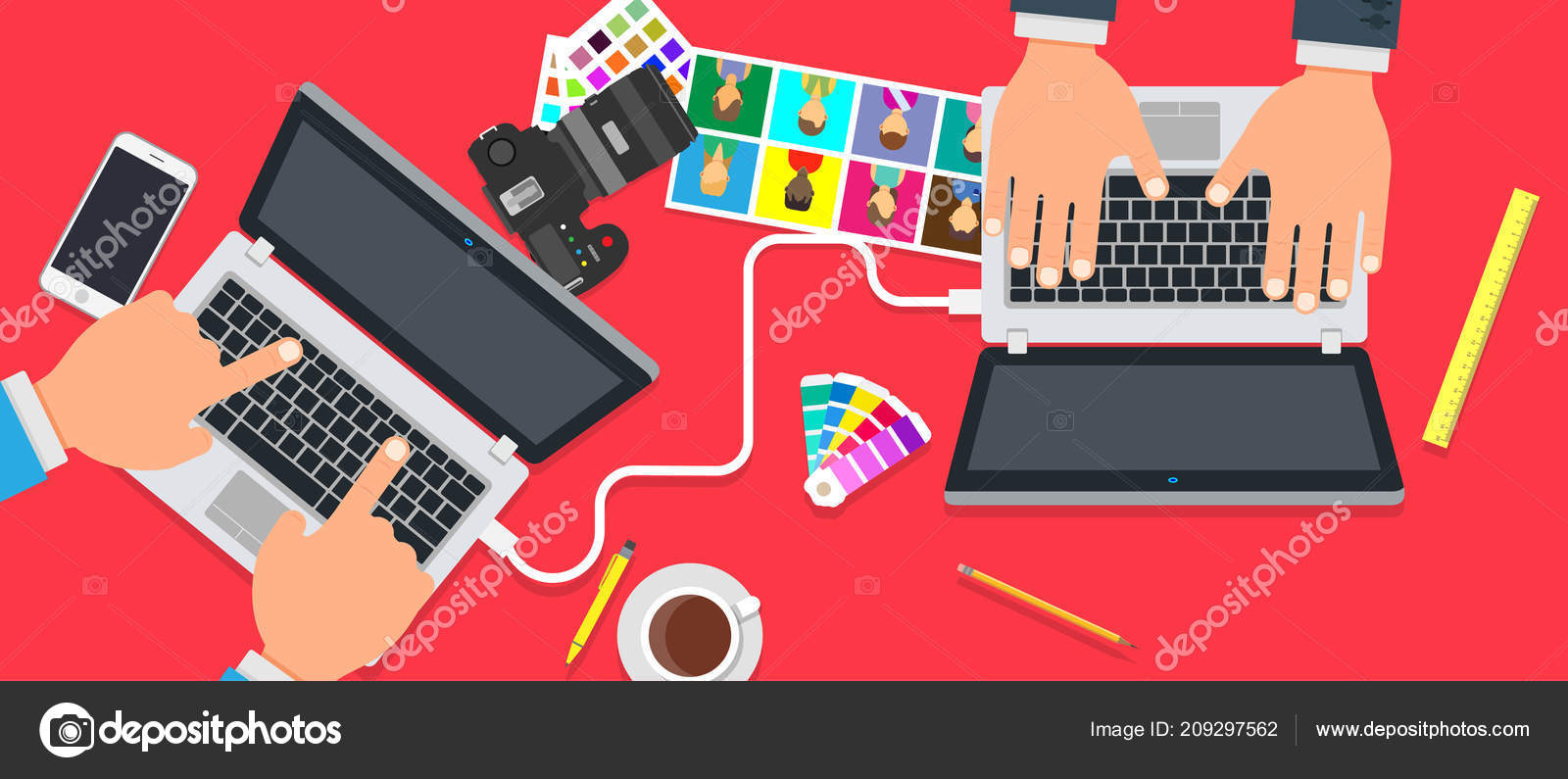 Creative Office Team People Design Business Teamwork Success Vector ...