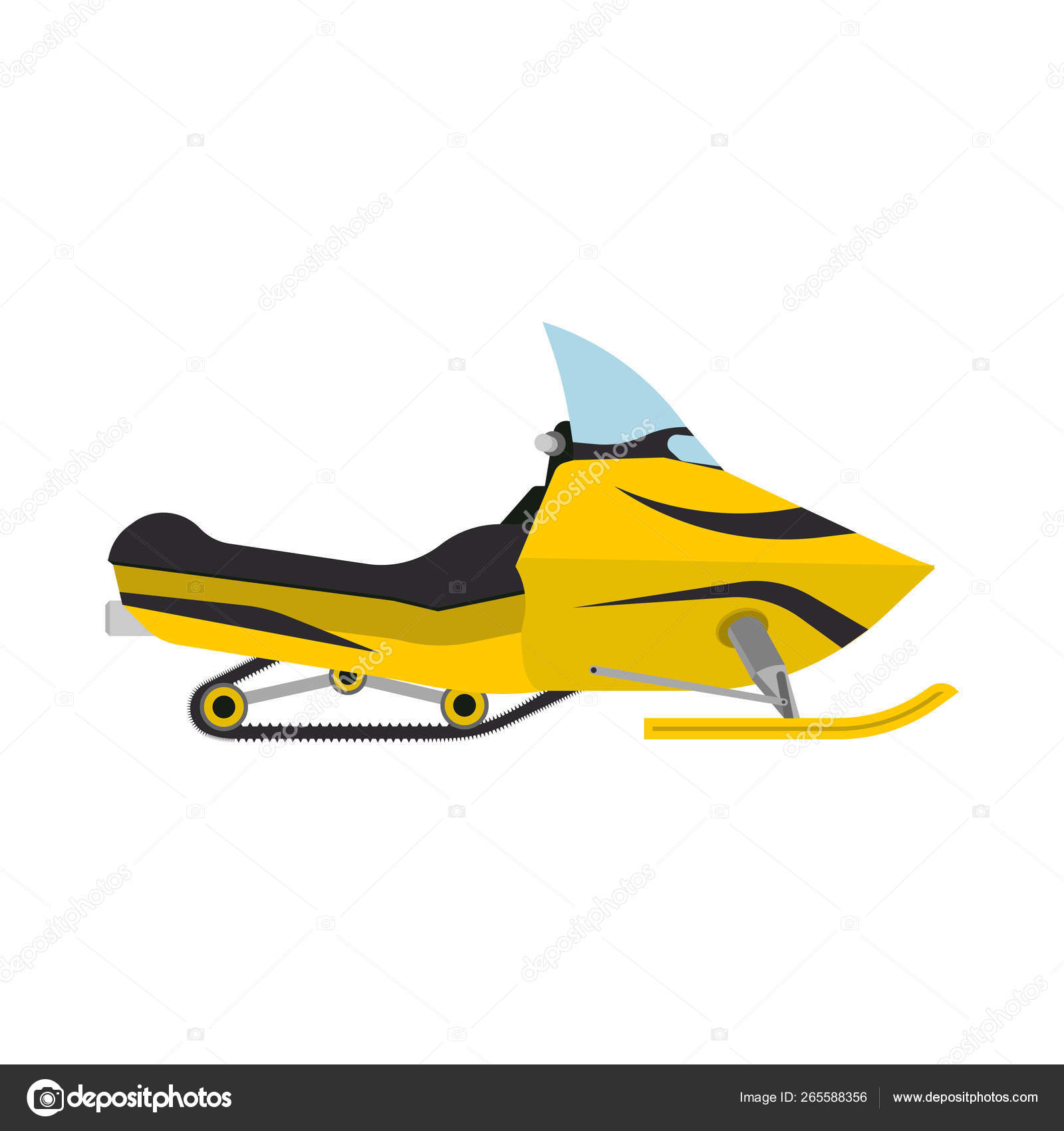 Snowmobile side view yellow outdoor travel recreation snowy tran Stock ...