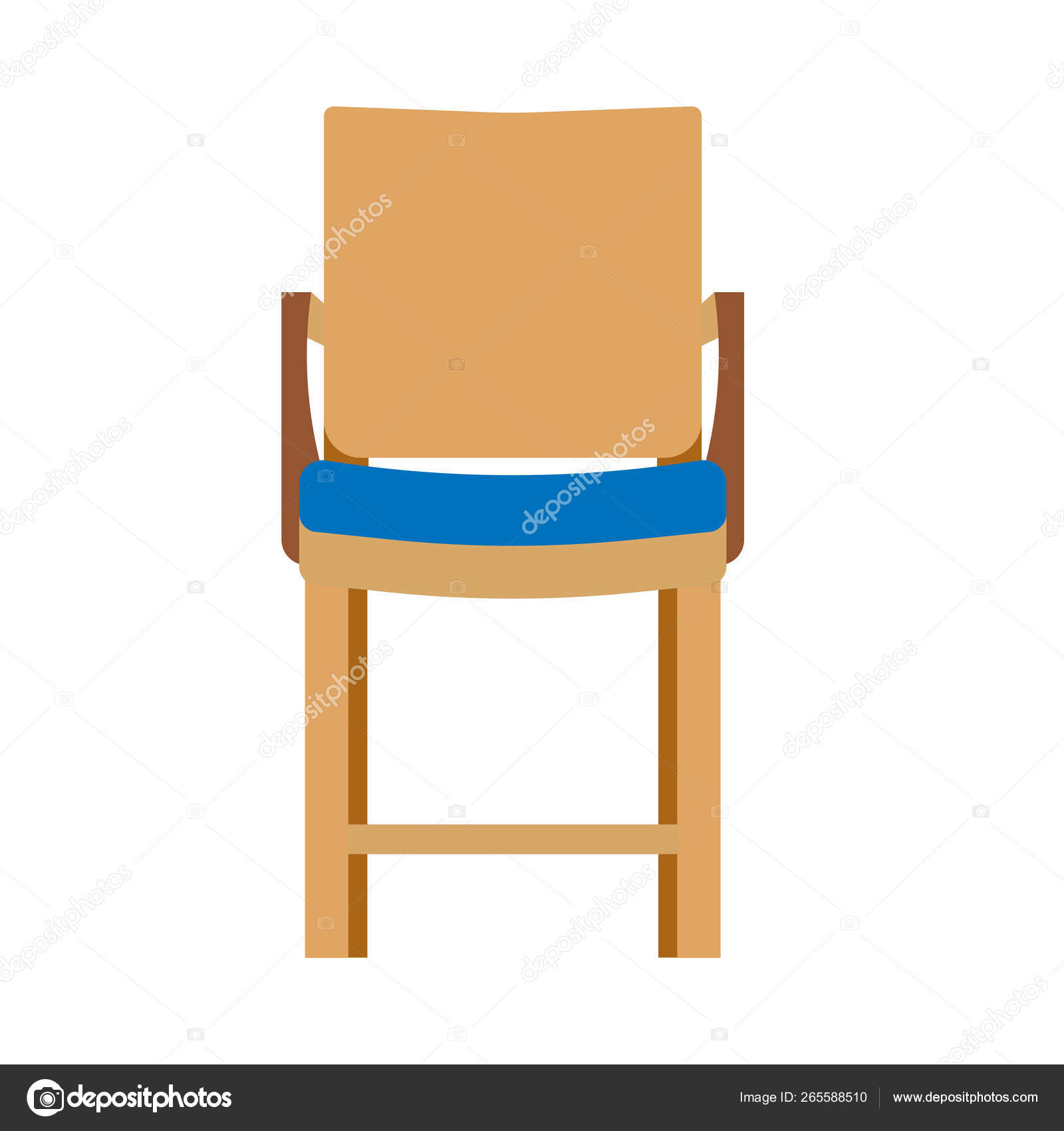 Silla vista frontal ilustración muebles vector icono aislado. En Vector ...