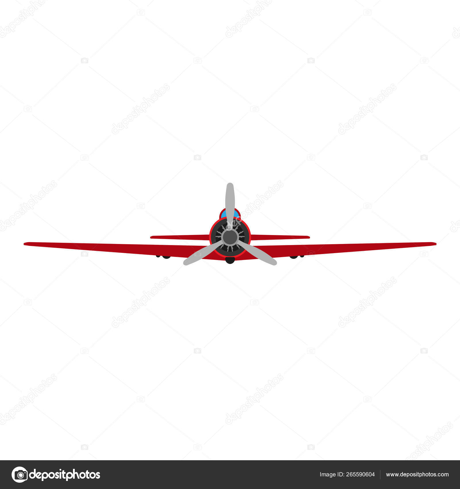 Plane front view vector aircraft transportation illustration. Fly ...