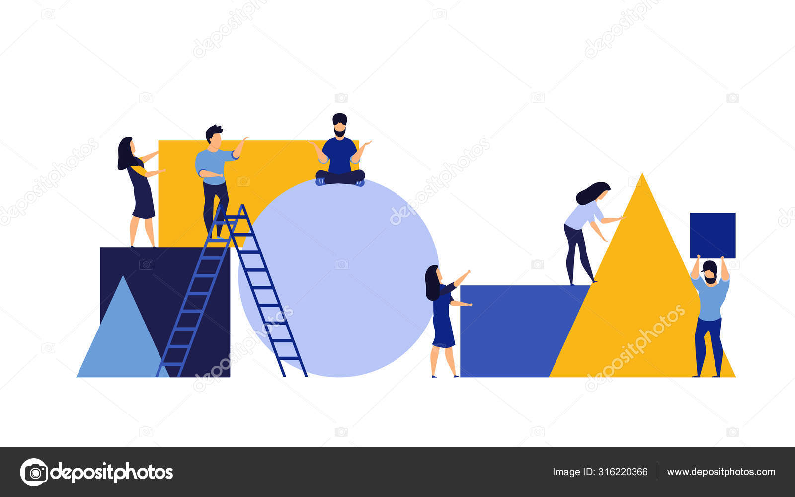 Organization partnership character create geometric puzzle man and ...