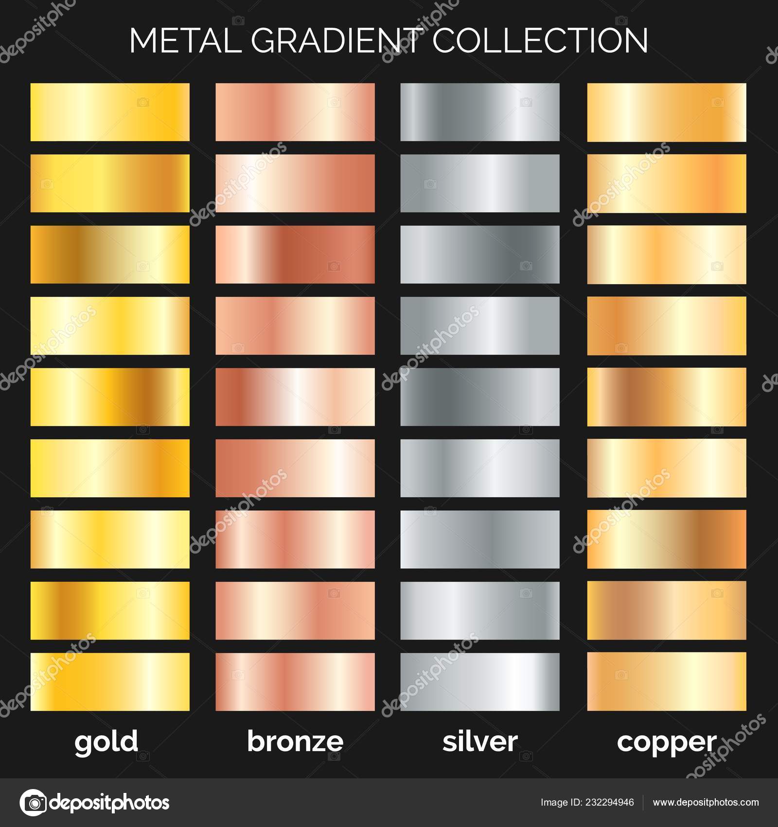 Metallic gradations set Stock Vector by ©vectortatu 232294946