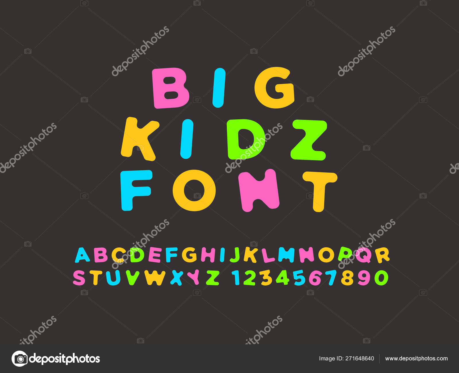 Big Kids Font Design Colorful Vector Illustration Stock Vector Image by ...