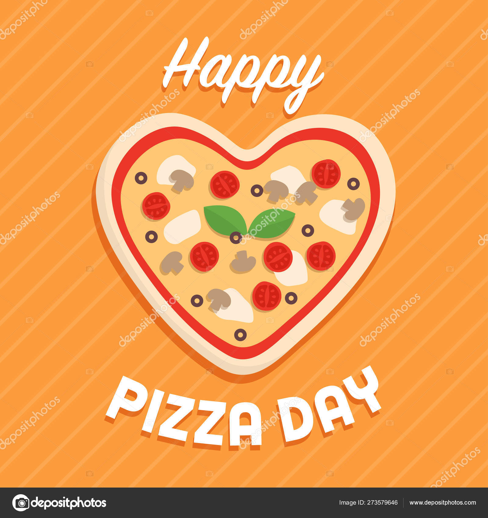 Pizza Day Celebration Design Heart Shaped Pizza Stock Vector Image by ...