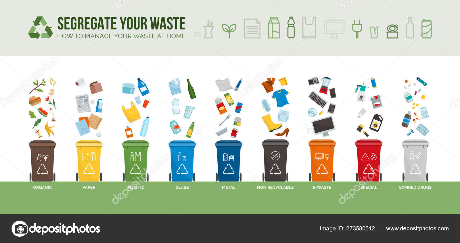 Waste Collection Segregation Recycling Infographic Garbage Separated ...
