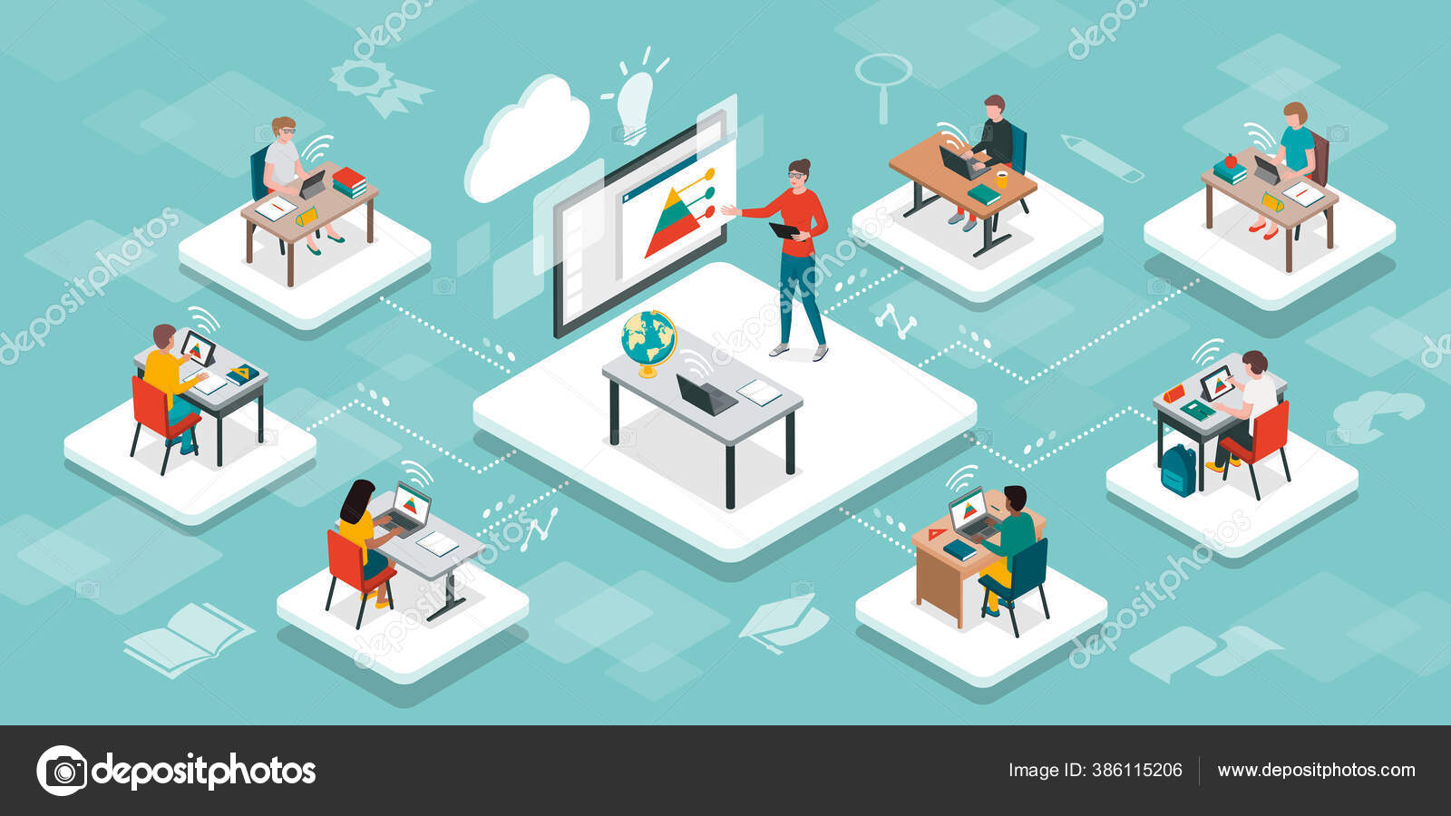 Students Virtual Classroom Teacher Using Smart Interactive Whiteboard ...