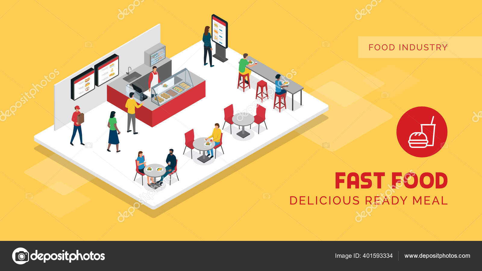 People Eating Fast Food Restaurant Stock Vector Image by ©elenabs ...