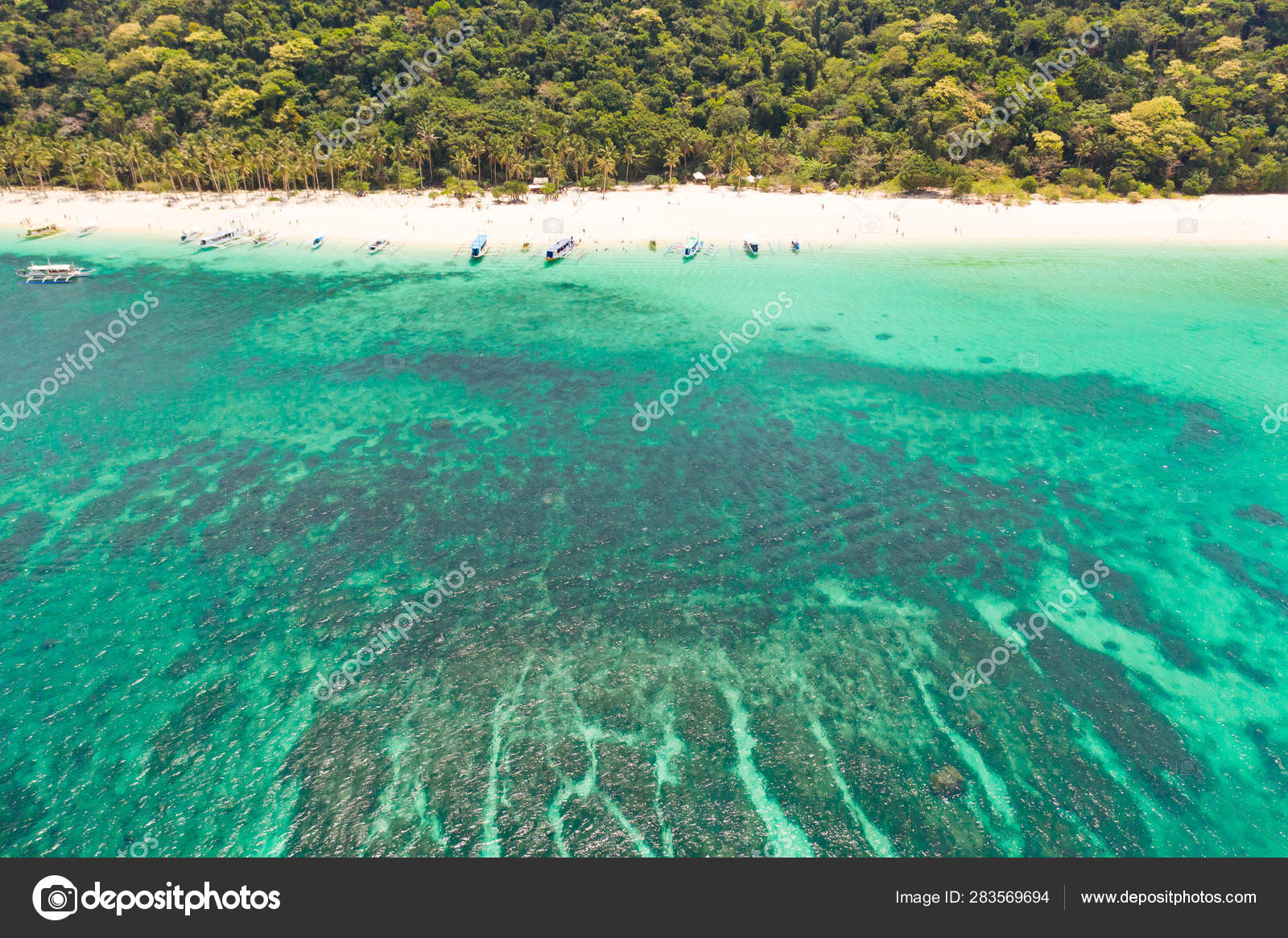 Puka Shell Beach, Boracay Island, Philippines, aerial view. — Stock ...