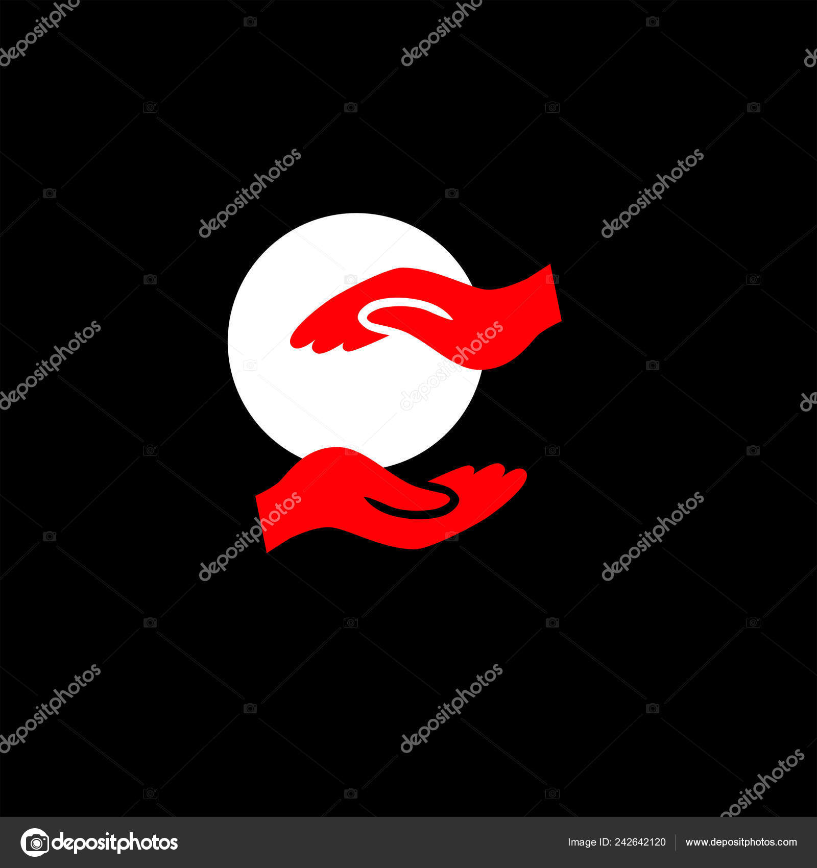 Minimalistic Flat Hands Vector Icon Black Background Care Concept Stock ...