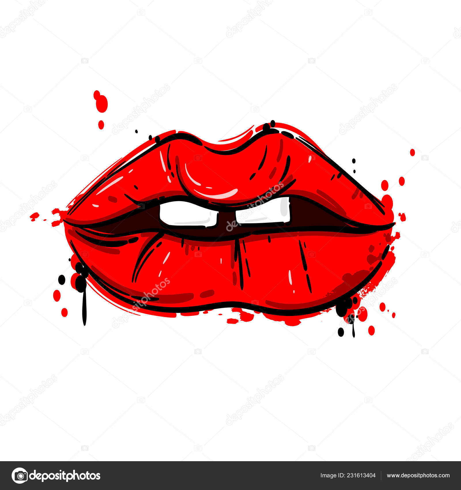 Ilustración Abstracta Vectorial Labios Rojos Las Mujeres Ilustración ...