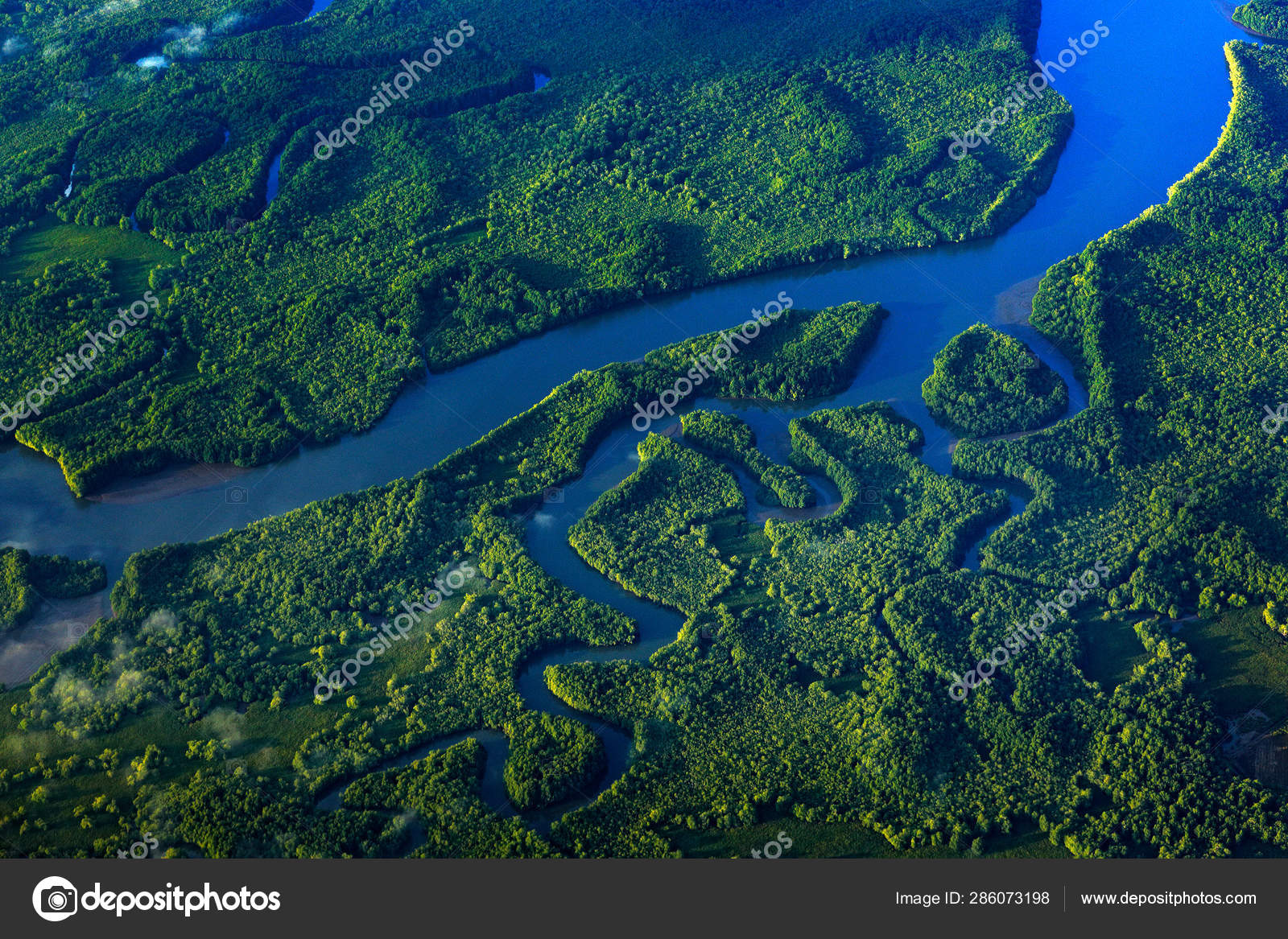 Aerial Landscape Okavango Delta Botswana Lakes Rivers View Airplane ...