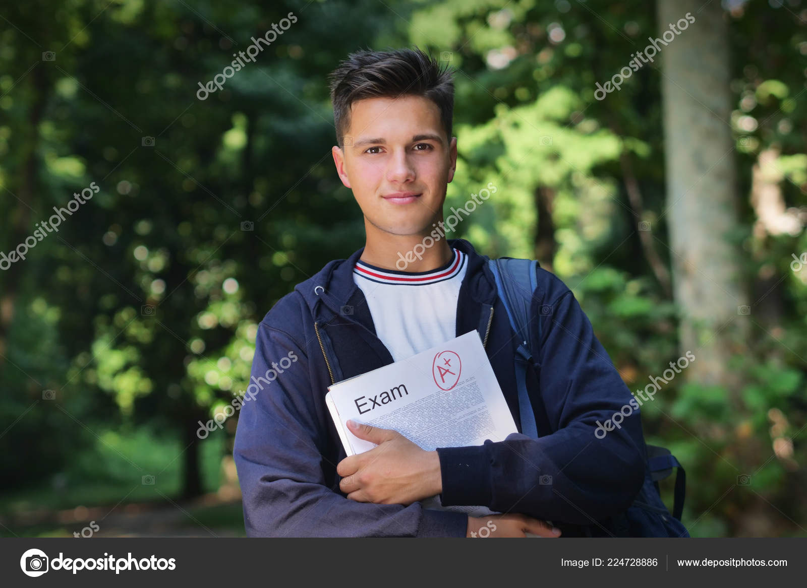 Portrait Student Showing Sheet His Exam Which Took Very High Stock ...