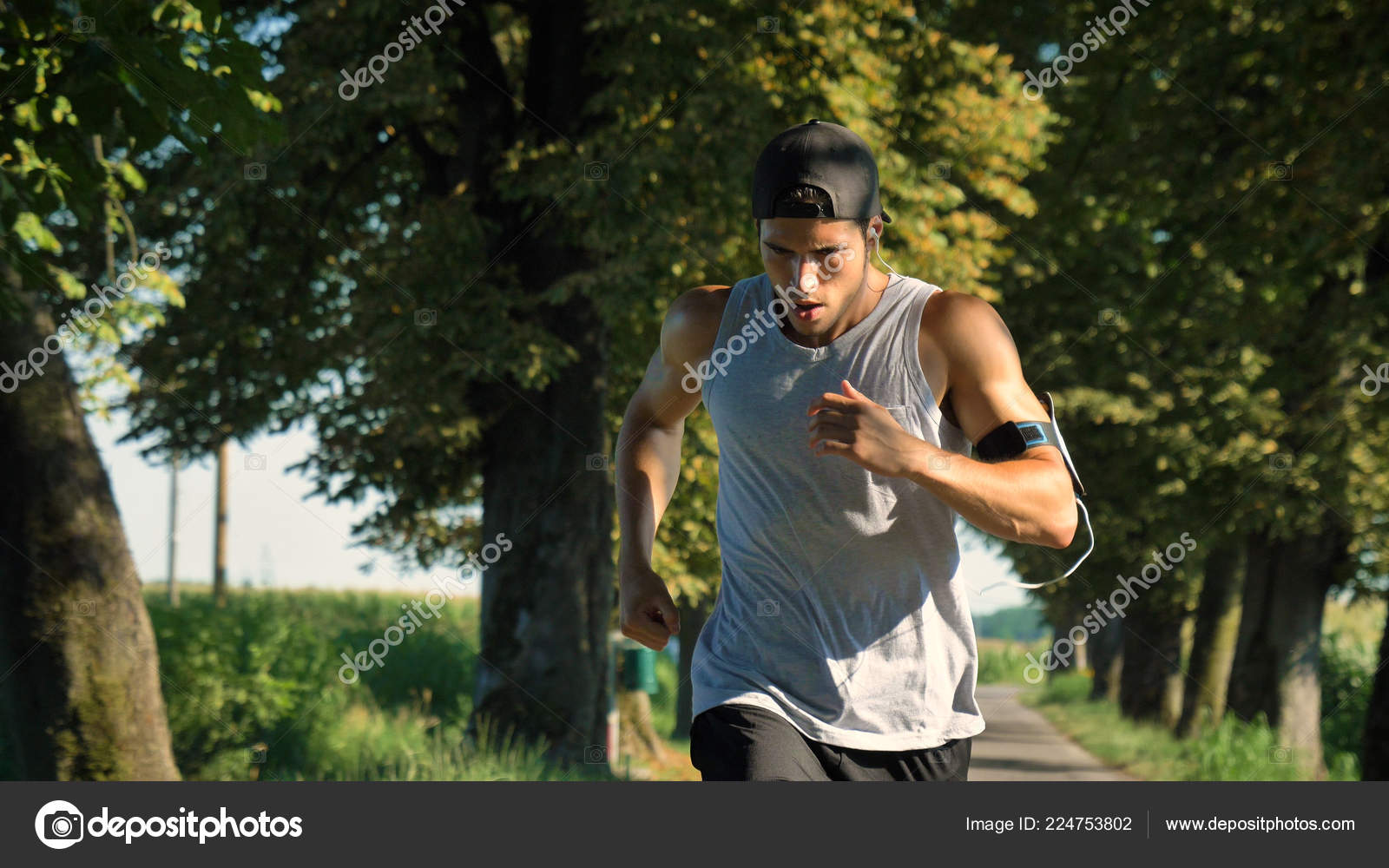 Athlete Man Running Outdoors Phone Armband Hand ⬇ Stock Photo, Image by ...