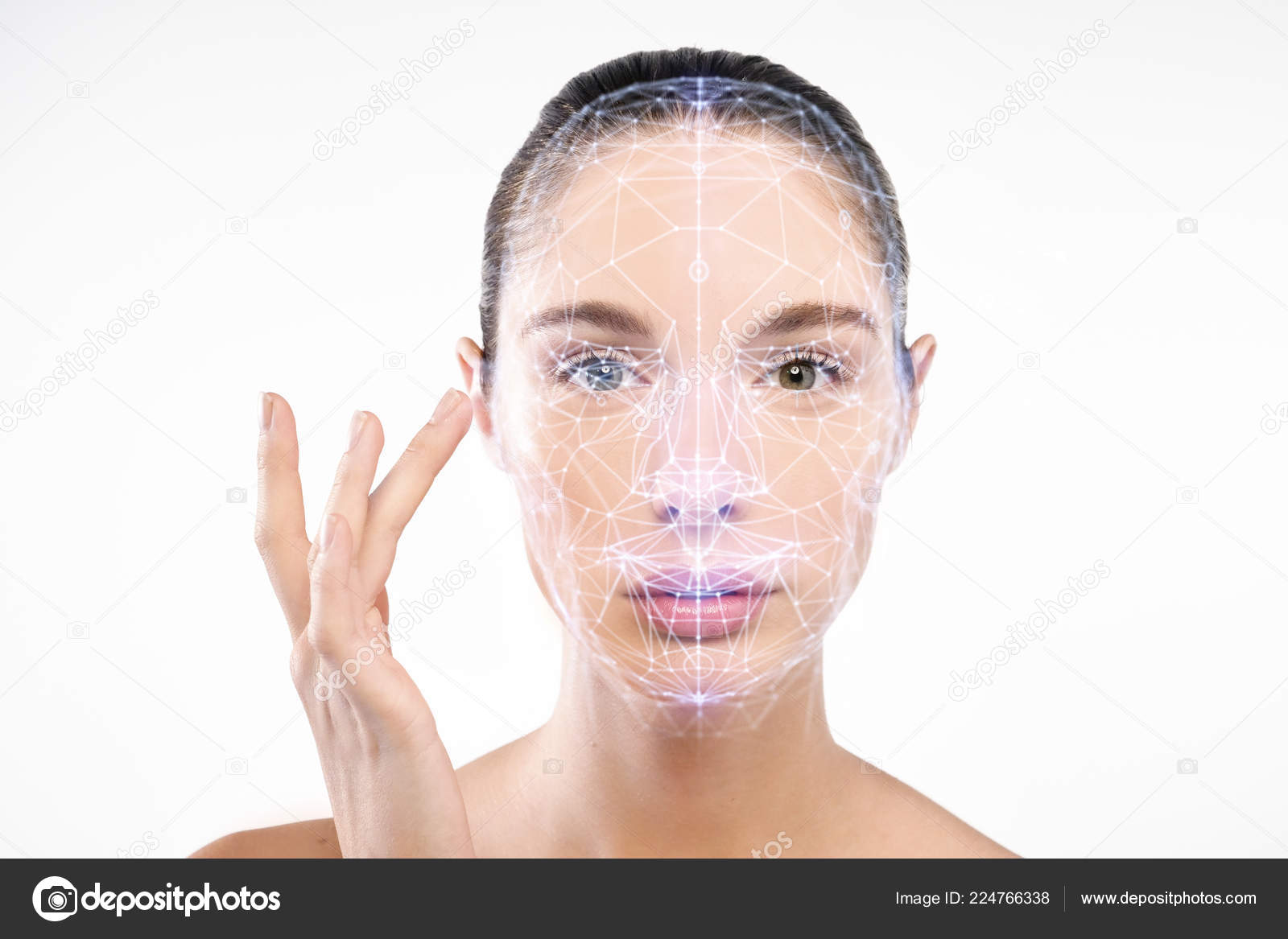 Futuristic Technological Scanning Face Beautiful Woman Facial ...