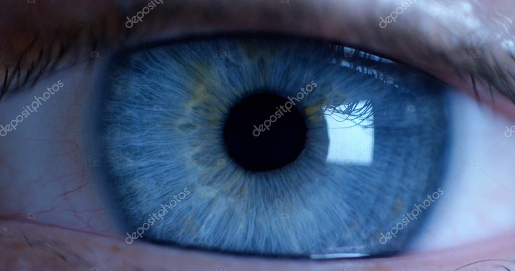Perfecto ojo azul macro. Concepto, la visión del futuro y el concepto ...