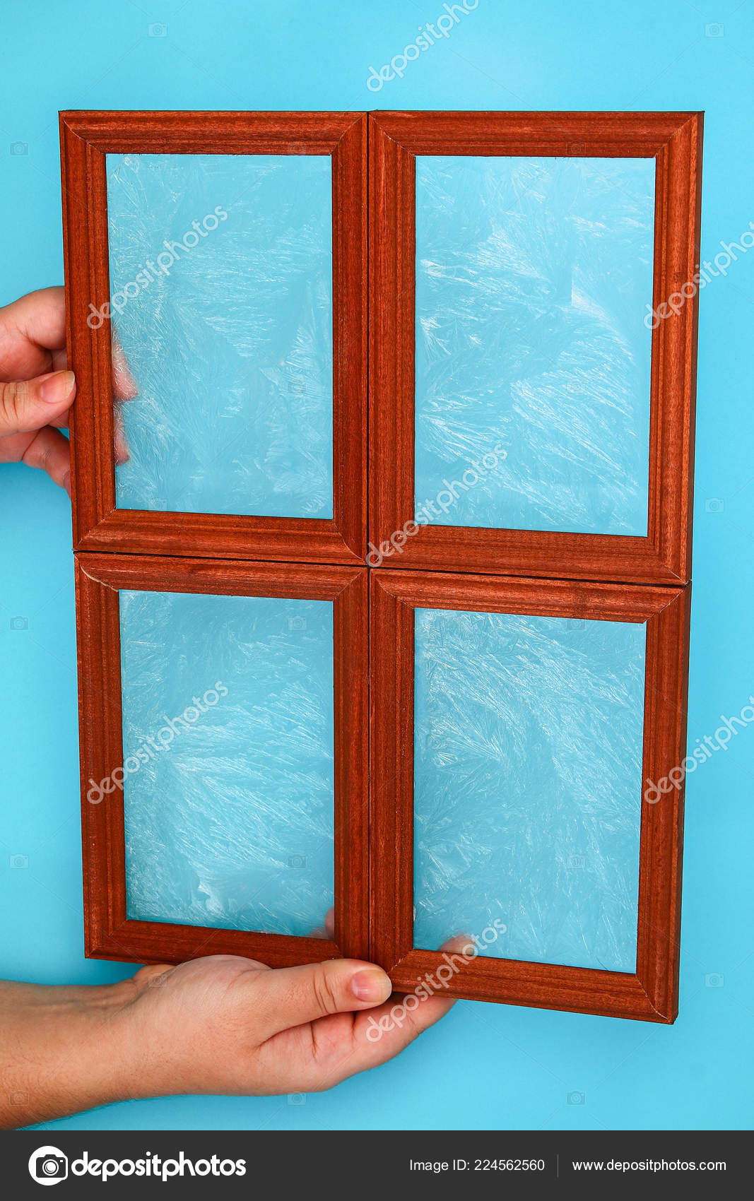 Diy How Make Winter Window Frosty Patterns Photo Frames Magnesium Stock ...