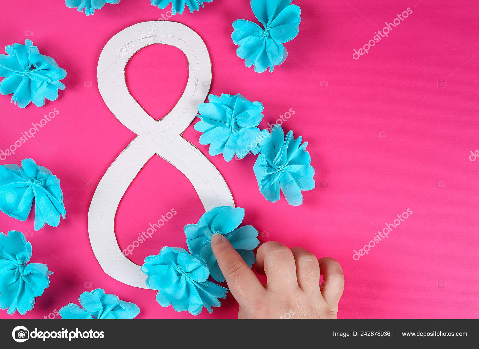 Diy Eight Made Cardboard Decorated Artificial Flower Made Blue Tissue ...