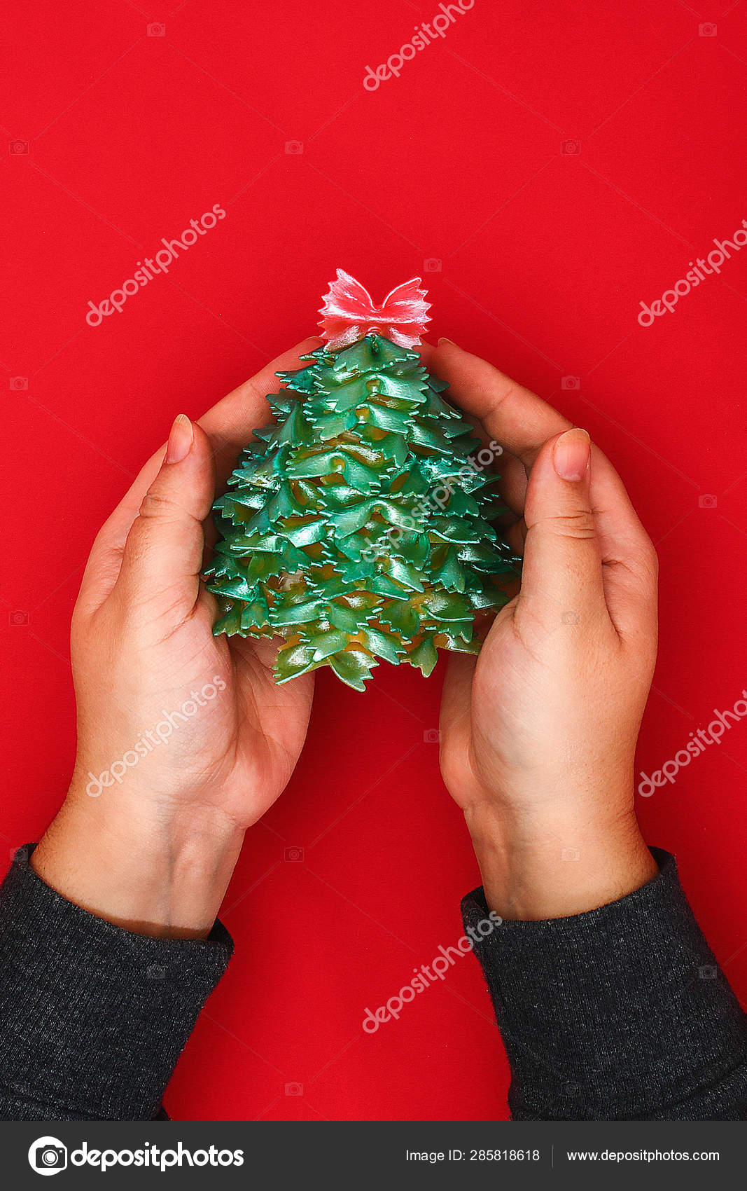 How to make a Christmas tree from raw pasta bows. — Stock Photo © detry ...