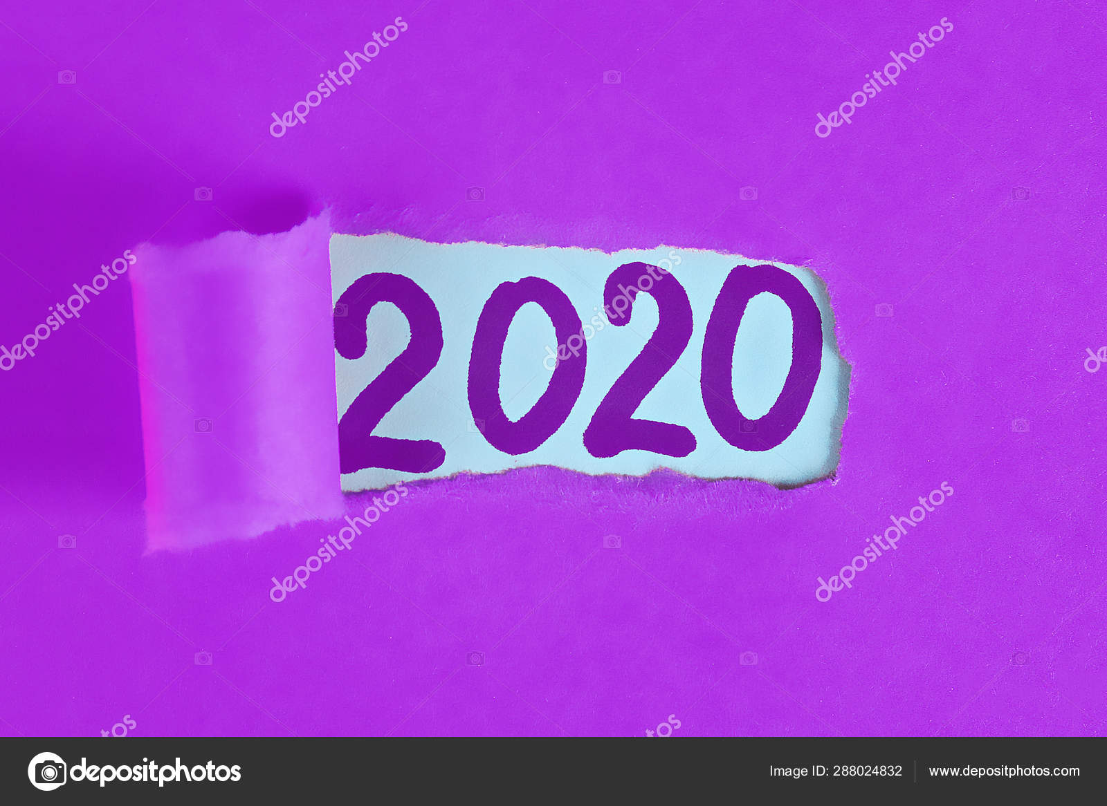 Torn piece paper revealing word new year 2020. Christmas concept. New ...