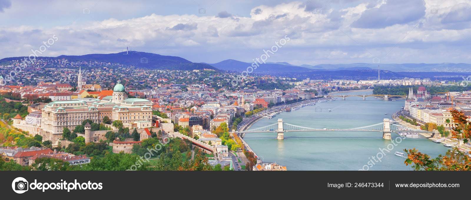 Budapest Hungary Beautiful Aerial Panoramic Skyline View Historic Buda Castle — Stock Photo ...