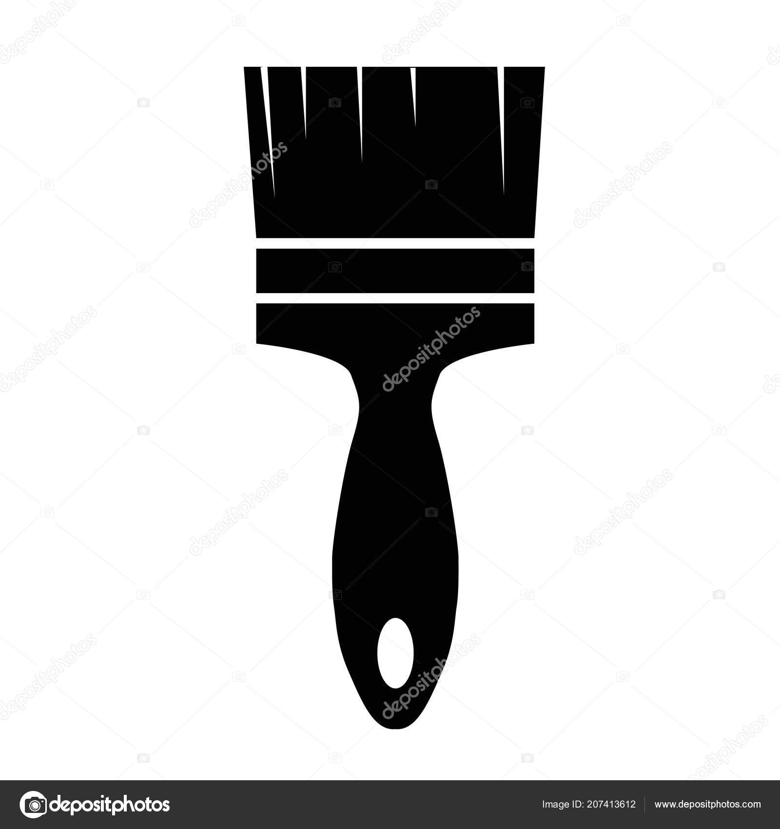 White Paint Brush Symbol Paint Brush Outline Icon. Vector