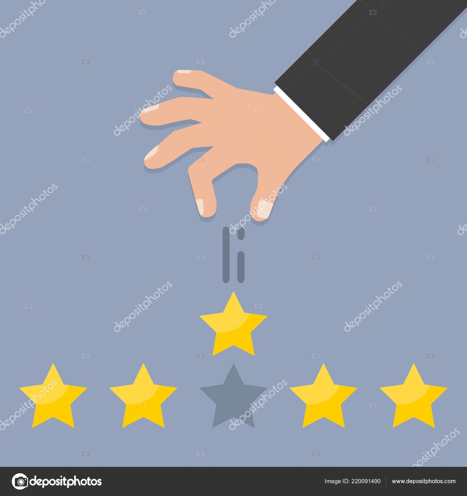 Star Rating Hand Giving Five Star Rating Vector Illustration Stock ...