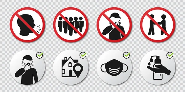 Preventive Measures Icons Getting Sick Spreading Virus Stock Vector ...